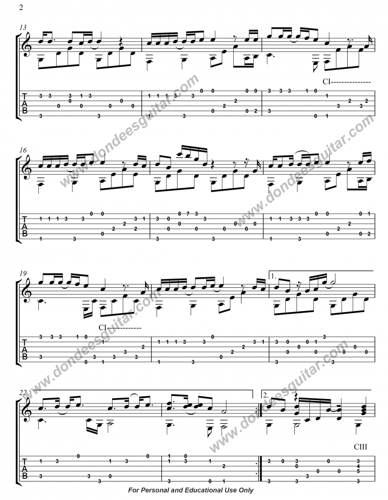 Heaven Fingerstyle Tabs - Bryan Adams | Arrangement by Dondee's Guitar