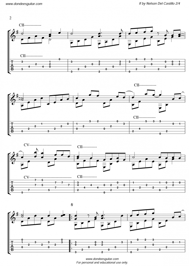 If Nelson DelCastillo Fingerstyle Tabs | Arranged by Dondee's Guitar