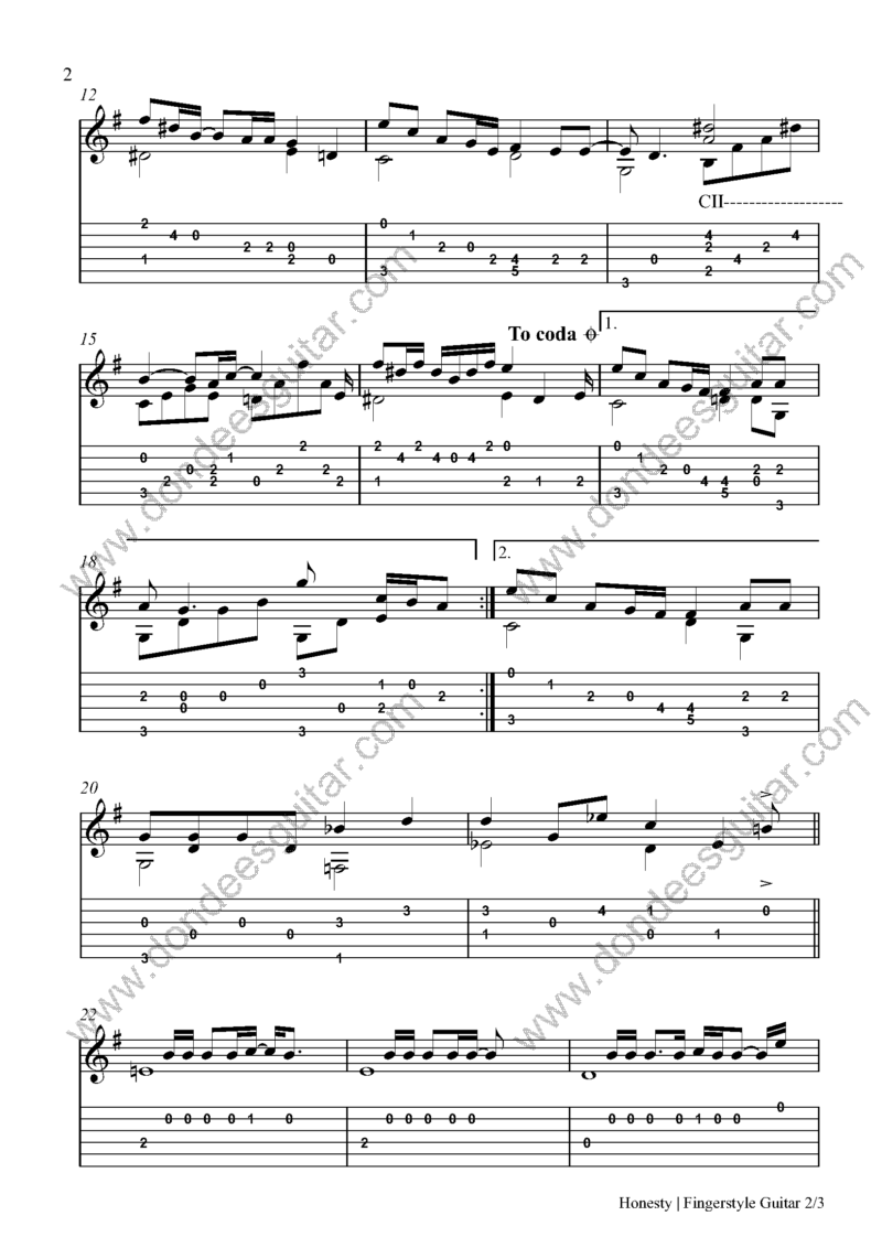 Honesty Fingerstyle Tabs - Billy Joel | Dondee's Guitar