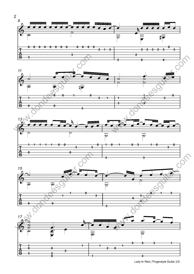 Lady In Red Fingerstyle Tabs - Chris DeBurgh | Dondee's Guitar