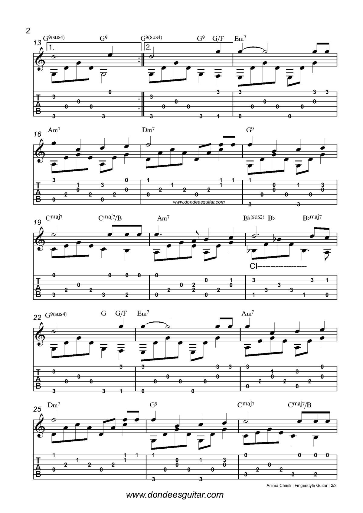 Give Thanks Fingerstyle Tabs - Don Moen | Dondee's Guitar Tabs