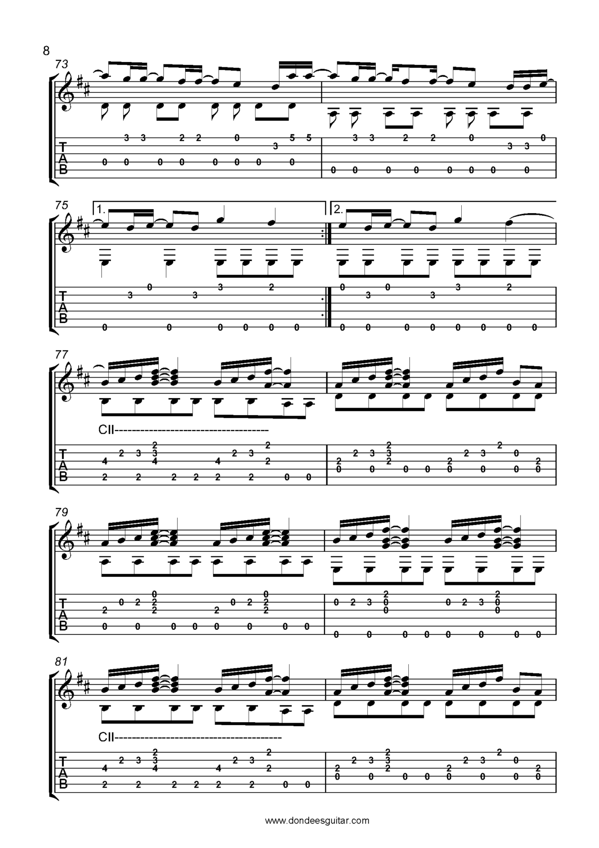 Oceans Fingerstyle Guitar Tabs - Hillsong UNITED | Dondee's Guitar
