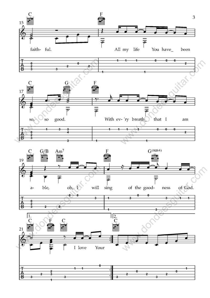 Goodness Of God Fingerstyle Guitar Tabs - Dondees Guitar