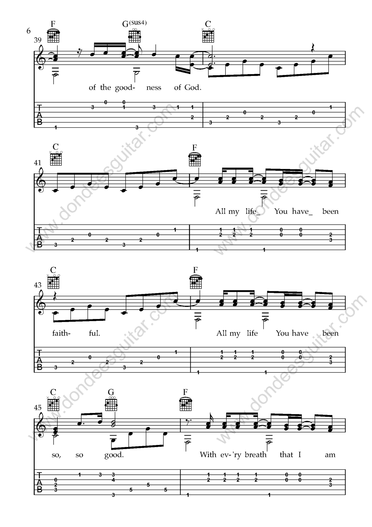 Goodness Of God Fingerstyle Guitar Tabs - Dondees Guitar